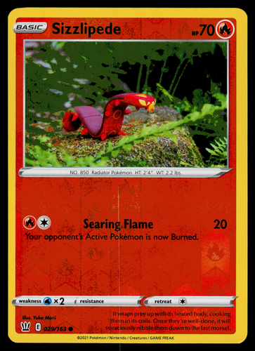 Pokemon Card - SWSH - Battle Styles Sizzlipede 029/163 Reverse Holo ...