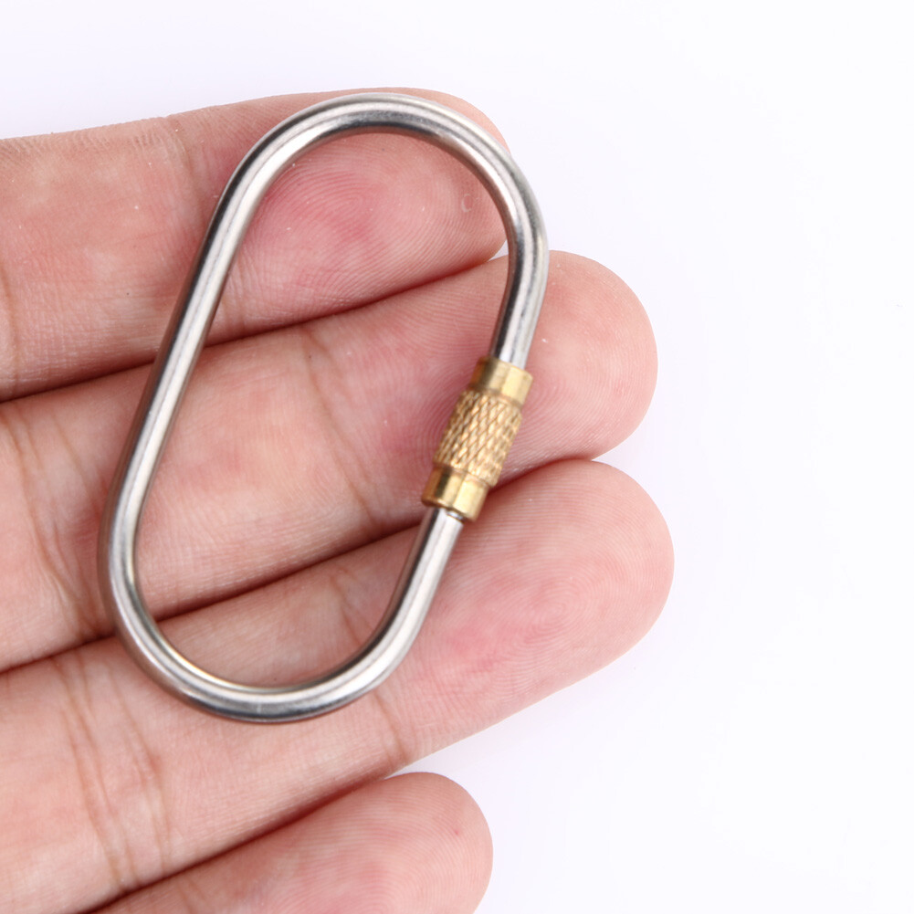 # D Shape Titanium Alloy Screw Lock Carabiner Clip Hook Keychain ...