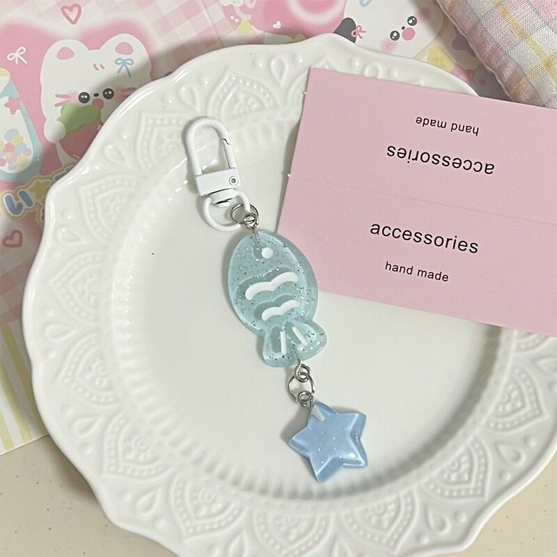 Cute Sweet Little Fish Keychain Cartoon Resin Keyring Bag Pendant ...