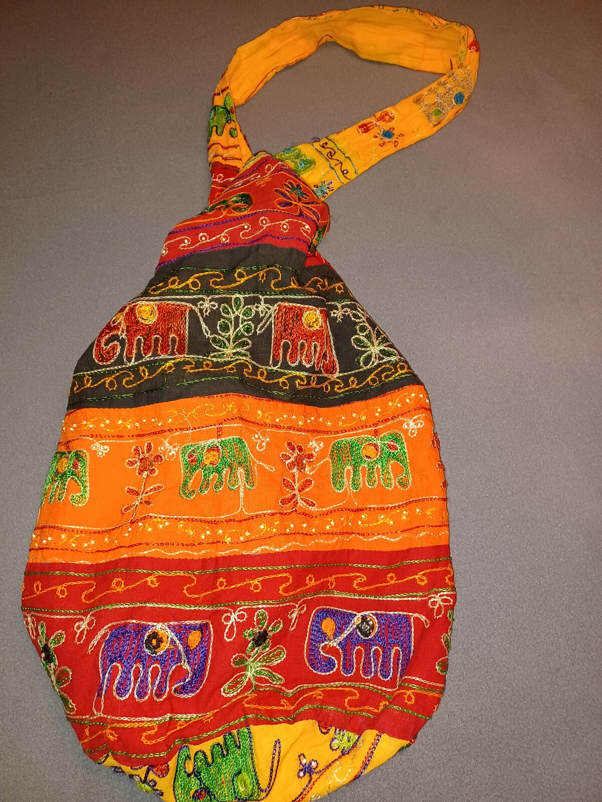 BOHO Colorful Cloth Over Shoulder Purse With Elephants/Mirror chips ...