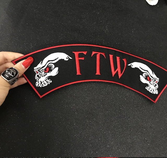FTW Biker patch for Jacket backing, punk motorcycle embroidery skeleton ...