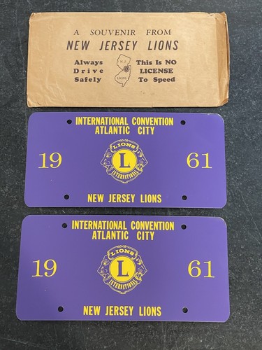 Vintage 1961 New Jersey Lions Club International Convention Two License ...