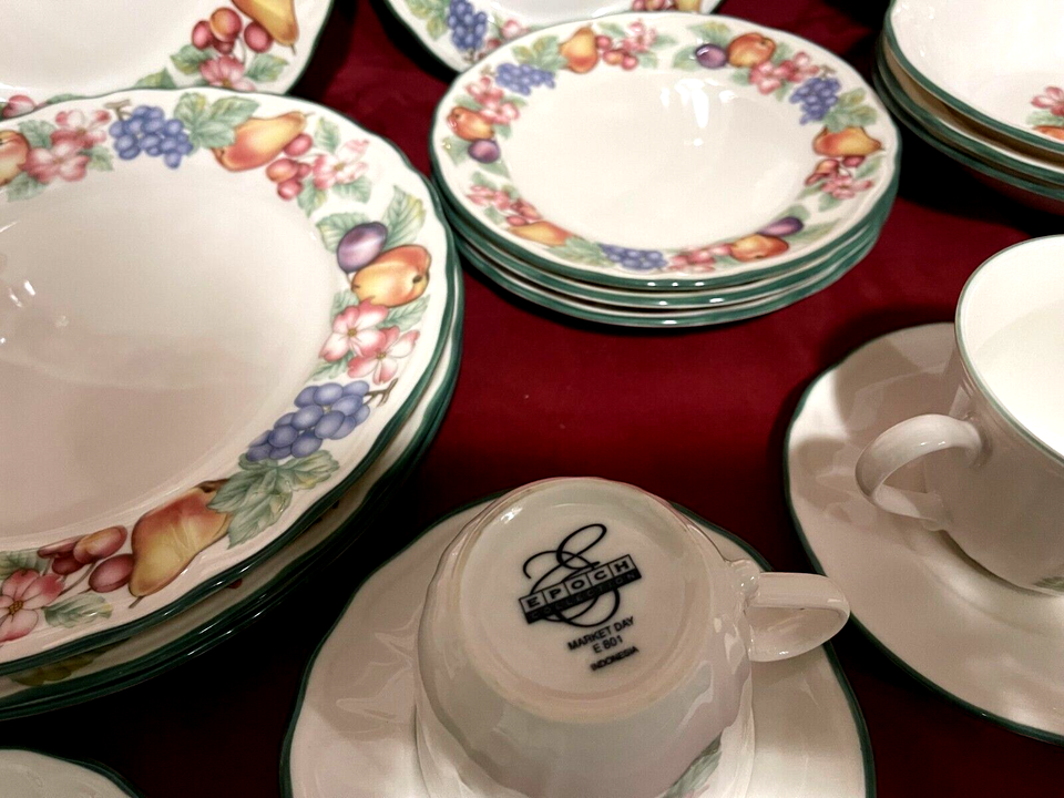 Epoch Collection Market Day 20 Piece Set Dinner & Salad Plates Bowls ...