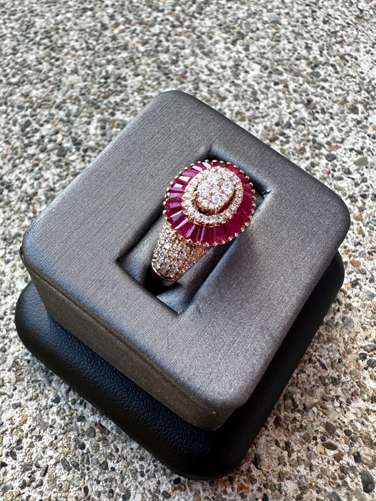 Effy 14K Rose Gold Ruby 1-5/8cttw & Diamond 5/8cttw Baguette Cluster ...