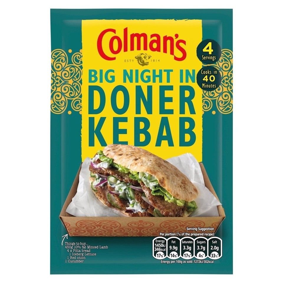 Colman's Doner Kebab Seasoning Mix 38g PACK OF 4 | eBay