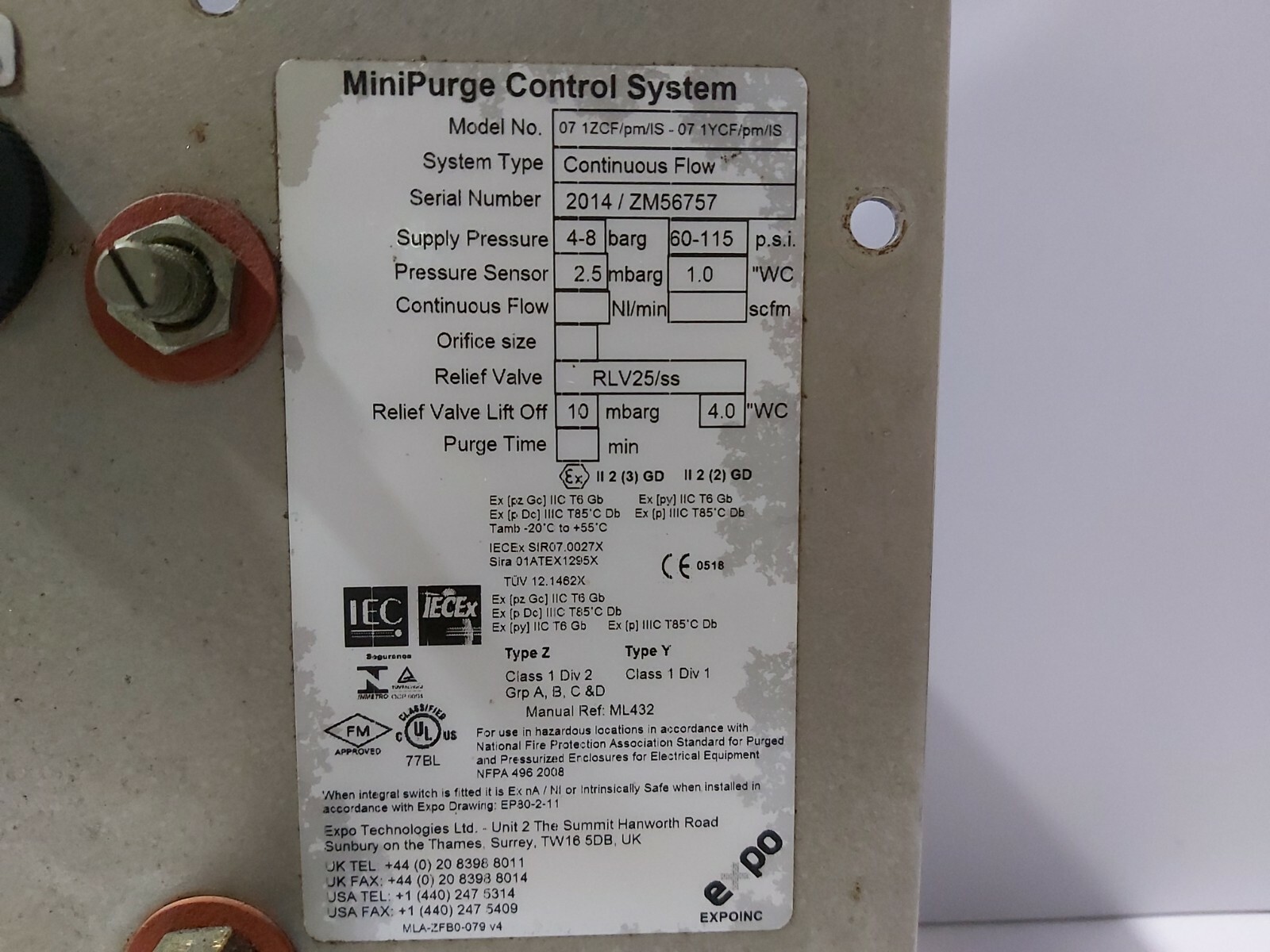 EXPO 07 1ZCF/PM/IS-07 1YCF/PM/IS MINI PURGE CONTROL SYSTEM | eBay