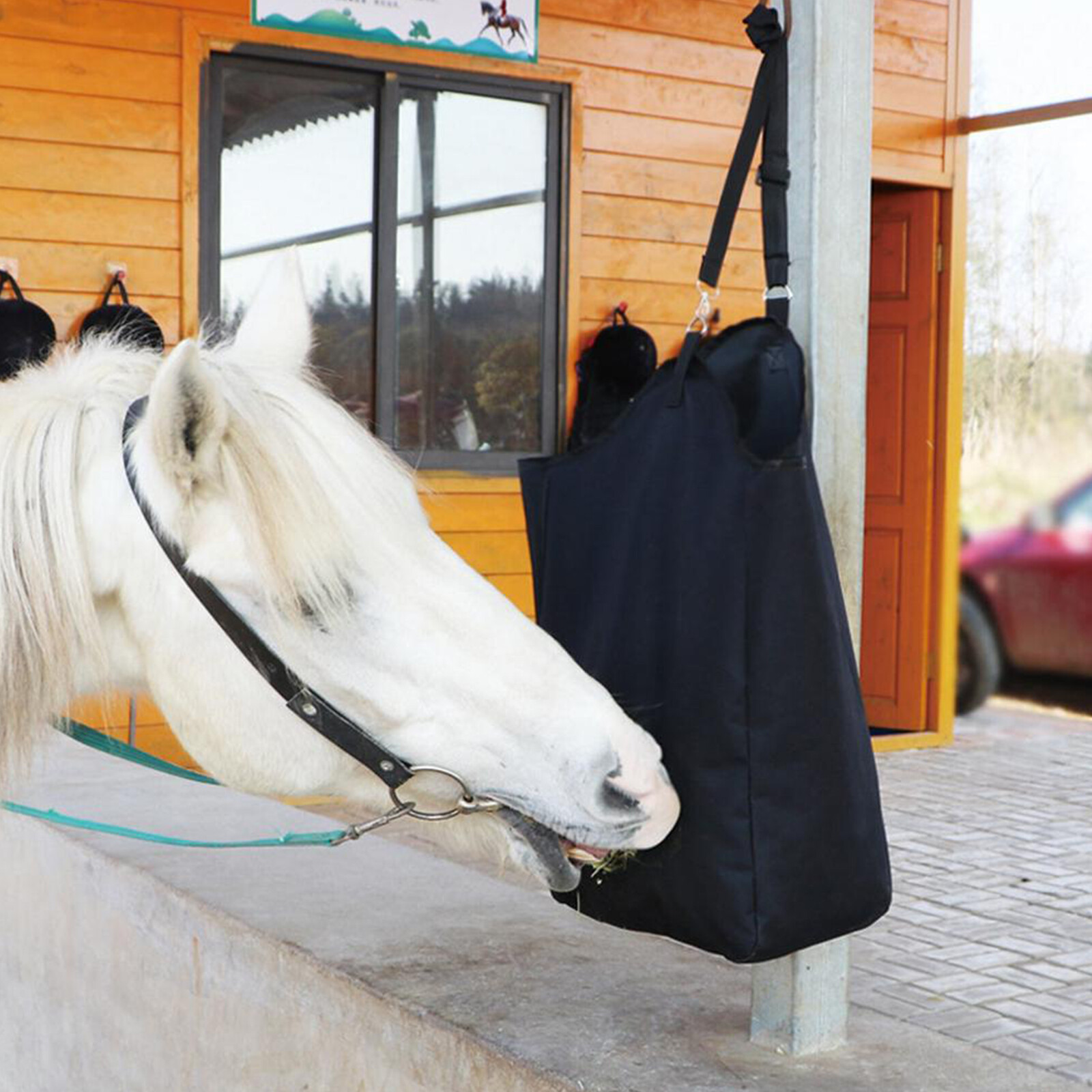 LARGE SLOW FEED HAY BAG FEEDING HOLE NET FOR HORSE TRICKLE FEED PONY ...