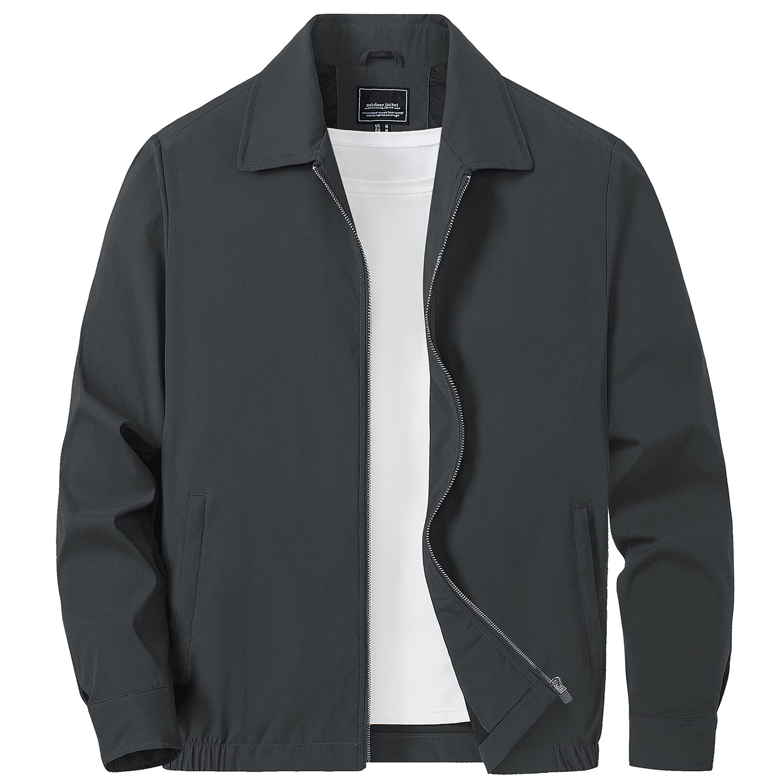 Mens Lightweight Bomber Jacket Full-Zip Spring Fall Track Coat Active ...