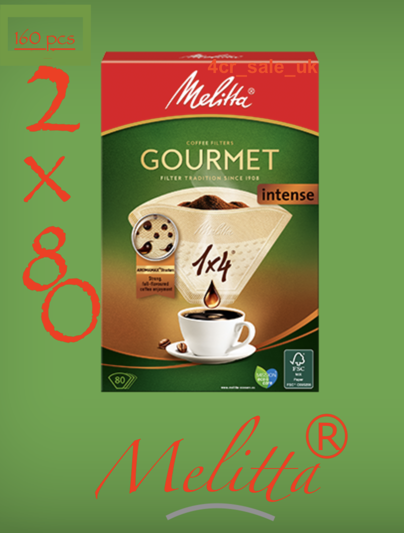 MELITTA COFFEE FILTER Papers GOURMET Size 1x4 (2 Packs x 80 Filters ...