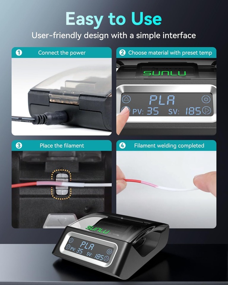 SUNLU 3D Filament Connector Fast Heating for 1.75mm ABS PLA PETG PA UP ...