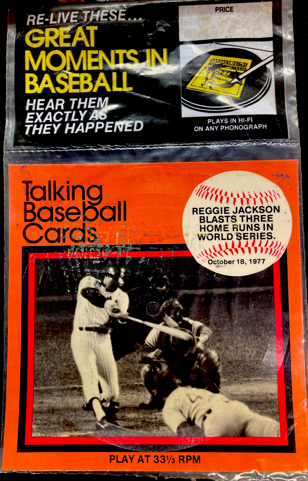 1979 CMC TALKING BASEBALL CARD REGGIE JACKSON BLASTS 3 HR'S 33 1/3 RPM ...