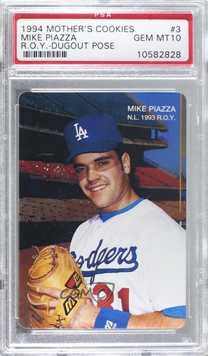 1994 Mother's Cookies Mike Piazza Food Issue Mike Piazza #3 PSA 10 GEM ...