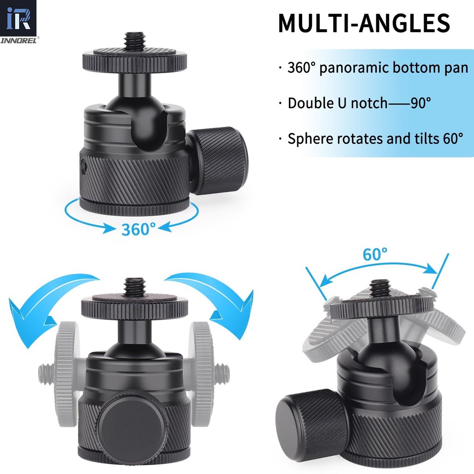 Mini Ball Head-INNOREL C19 Mount Tripod Head-CNC Metal Low Profile ...