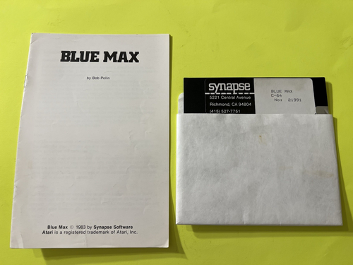Blue Max Commodore 64 Computer Game Floppy Disc Manual Synapse 1983 ...
