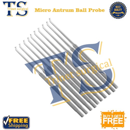 10pcs Micro Antrum Ball Probe 45° Fine Round Tip ENT Neuro Surgery 6.5 ...