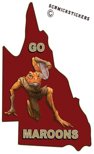 QUEENSLAND STATE OF ORIGIN STICKER GO MAROONS CANE TOAD STICKER #2 | eBay