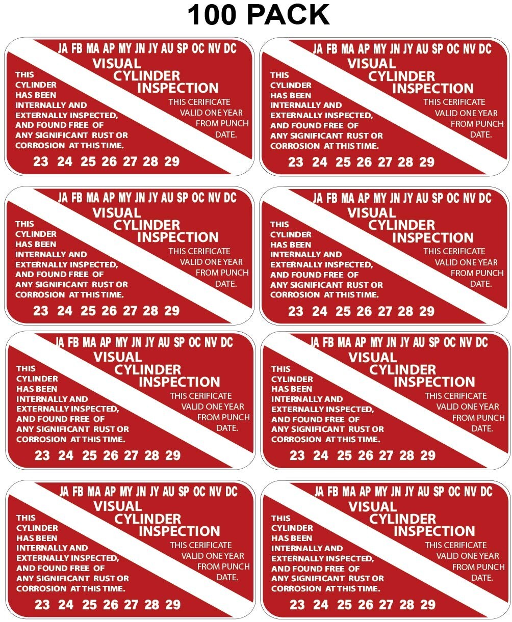 100 Pack of Scuba Tank Visual Inspection Stickers 2023-2029 P962 | eBay