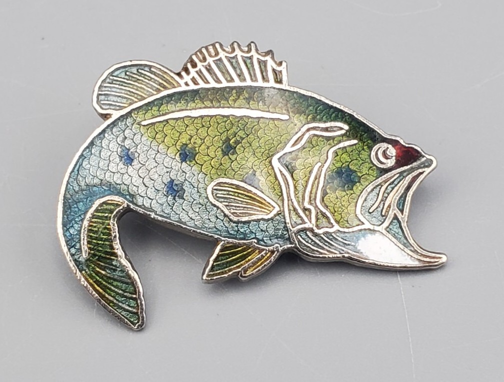 Vintage SWIB LARGEMOUTH SMALLMOUTH BASS FISH ENAMEL T… - Gem