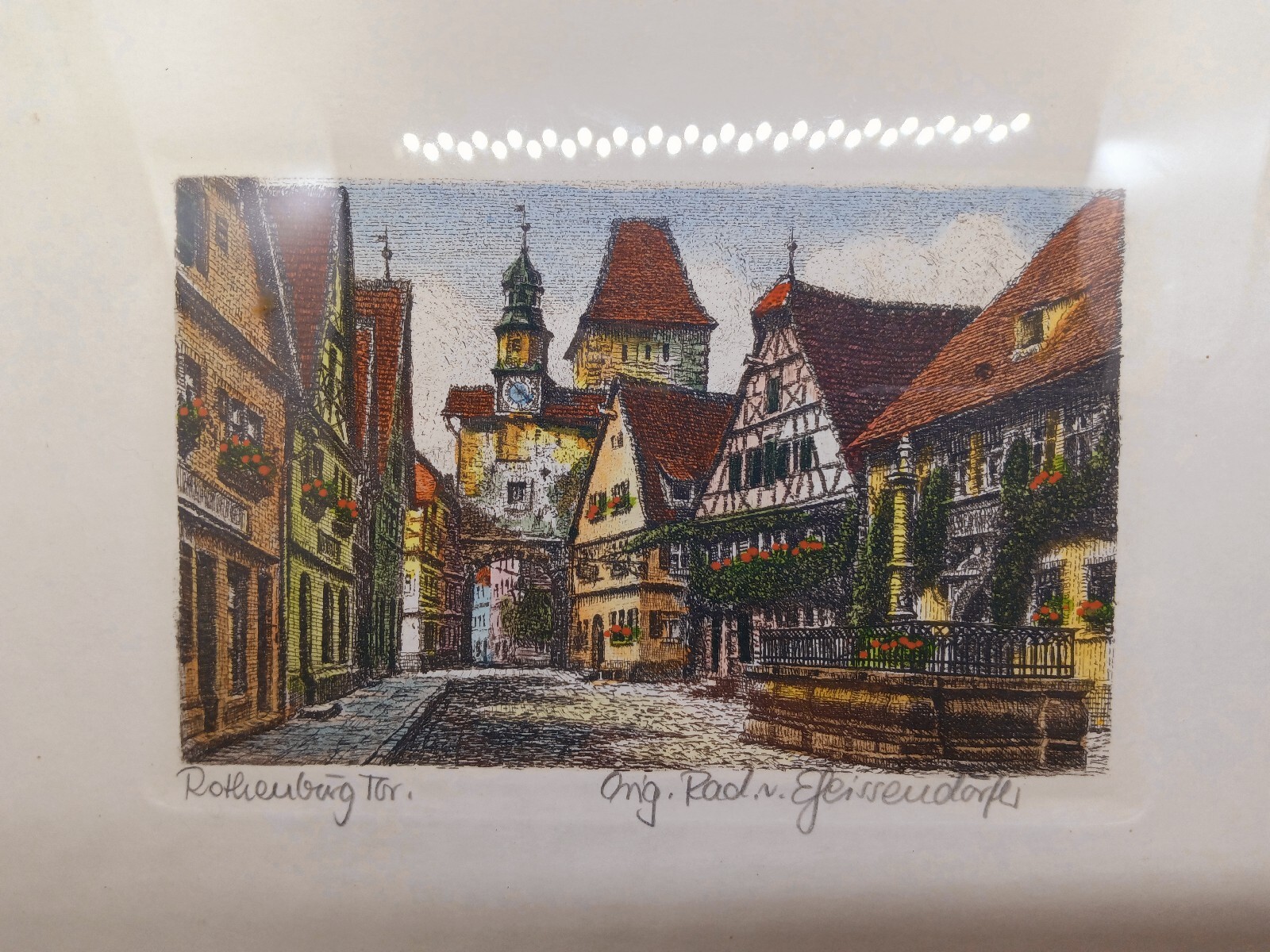 Vintage Ernst Geissendorfer Colored Etching Print German Scene ...