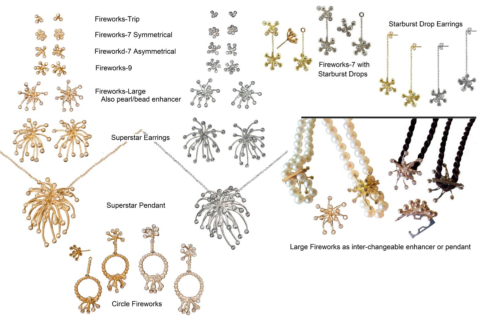 NEW: Fireworks-7 Earrings 18K Gold Diamonds Celebrate Life ...