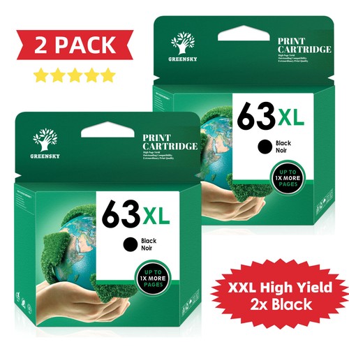 2PK For HP 63 63XL Black Ink Cartridge Officejet 3830 4650 5255 5252 ...