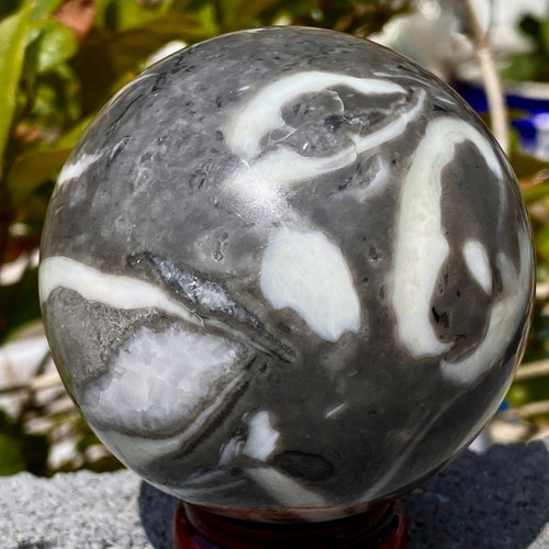 393G Natural Thousand Eye Stone Quartz Crystal Ball Reiki healing+BASE ...