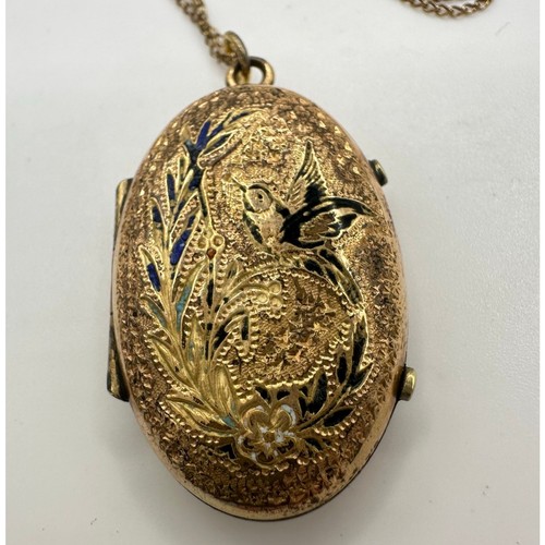 Antique Victorian gold filled blue black taille d’epargne enamel ...