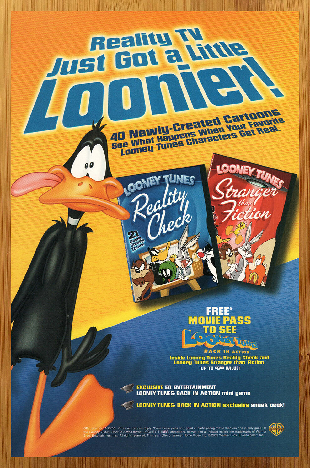 2003 Looney Tunes Cartoons DVD Print Ad/Poster Official Promo Art Daffy ...