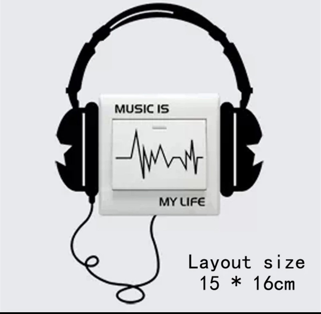 Headset wall Light switch decal sticker boy girl music laptop home ...