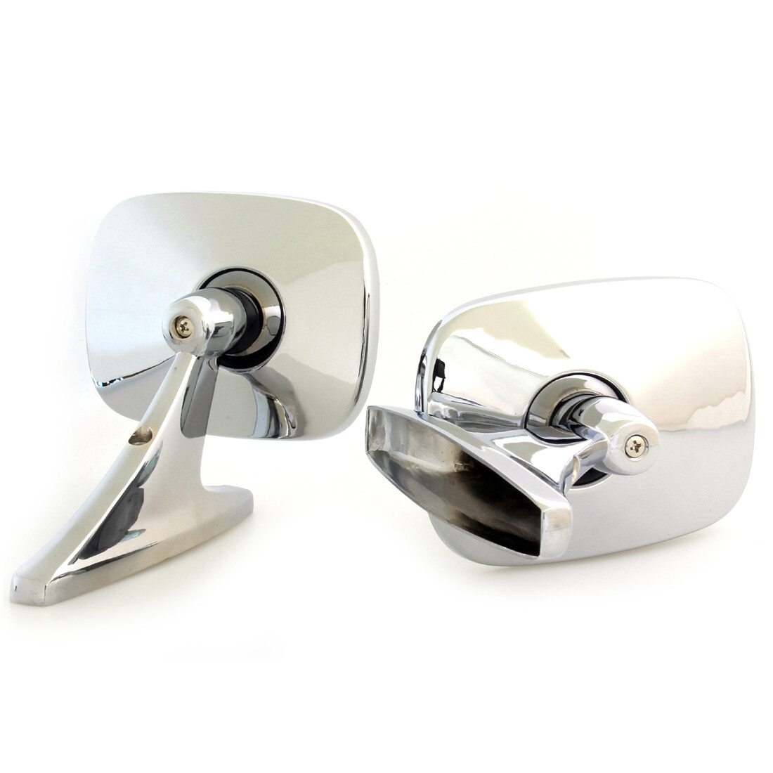 SQUARE CHROME FENDER DOOR MIRRORS NEW PAIR VINTAGE CLASSIC CAR 2 Pieces ...