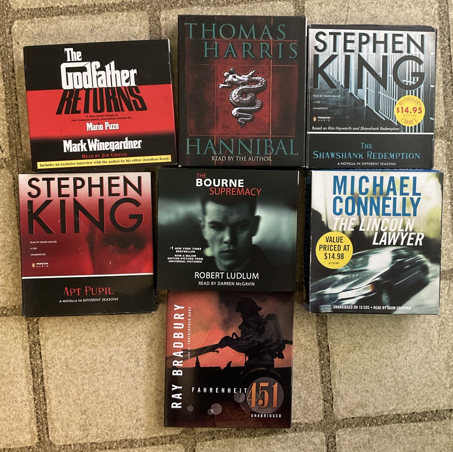 Lot Of 7 Audio Books On CD. All Box office Movies. King, Hannibal, Etc ...