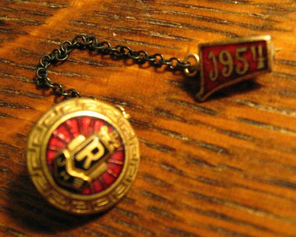 RJHS Vintage Lapel Pin - 1954 Junior High School Gold Ruby Student ...