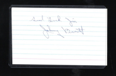 JOHNNY BARRETT INDEX CARD SIGNED 1942-46 PIRATES BOSTON PSA/DNA CERT ...