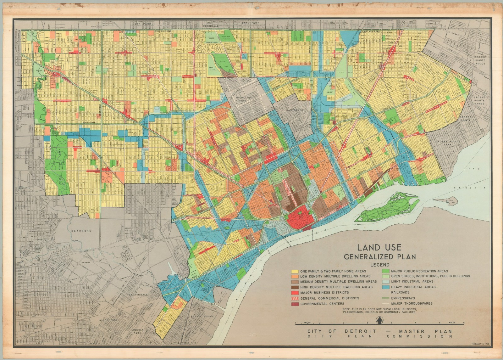 1950 Large Map - 'Land Use & Generalized Plan. City of Detroit - Master ...