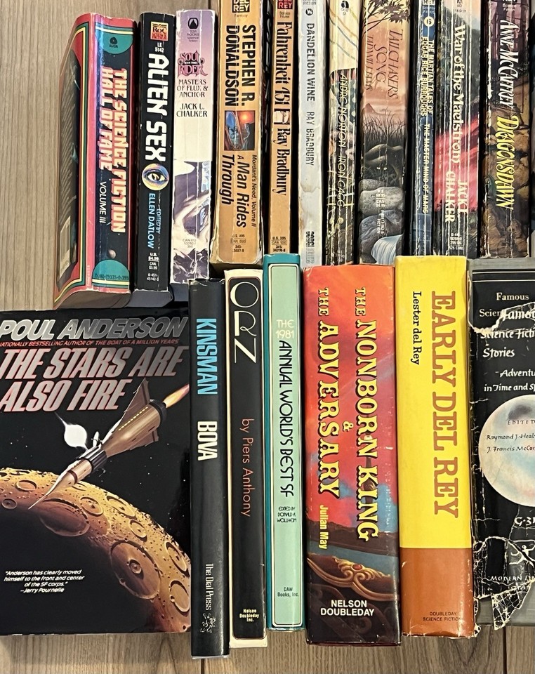 Lot Of 74 Vintage 70s 80s 90s Sci-Fi Fantasy Horror Books Hardcover ...