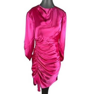 Cinq a Sept NWT Pink Dress Asymmetrical Natalia Smooth Satin Azalea ...