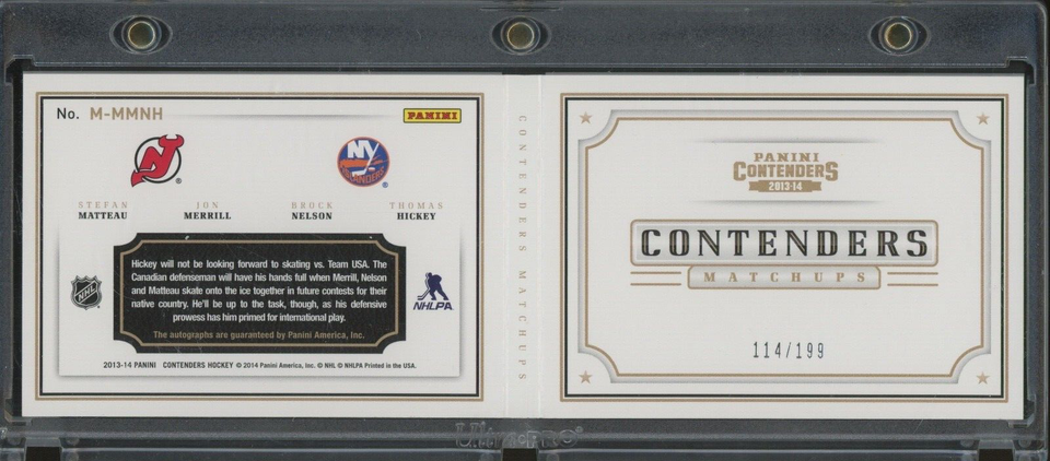 2013-14 Contenders Matteau Merrill Nelson Hickey #M-MMNH Matchups Auto ...