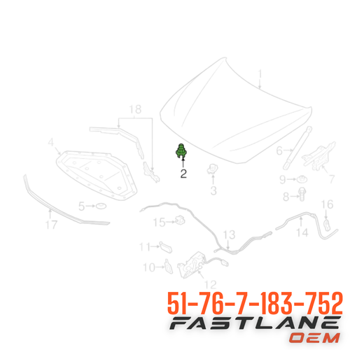 BMW 51767183752 Genuine OEM Factory Original Hood Adjuster for sale ...