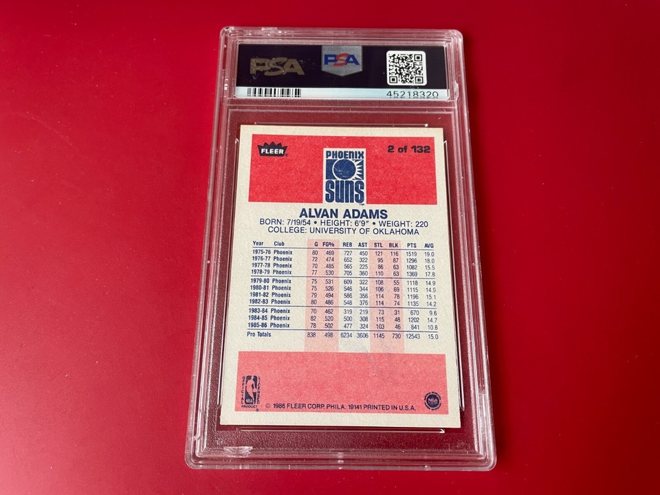 Alvan Adams Phoenix Suns 1986 NBA Fleer Card Signed Auto PSA/DNA ...