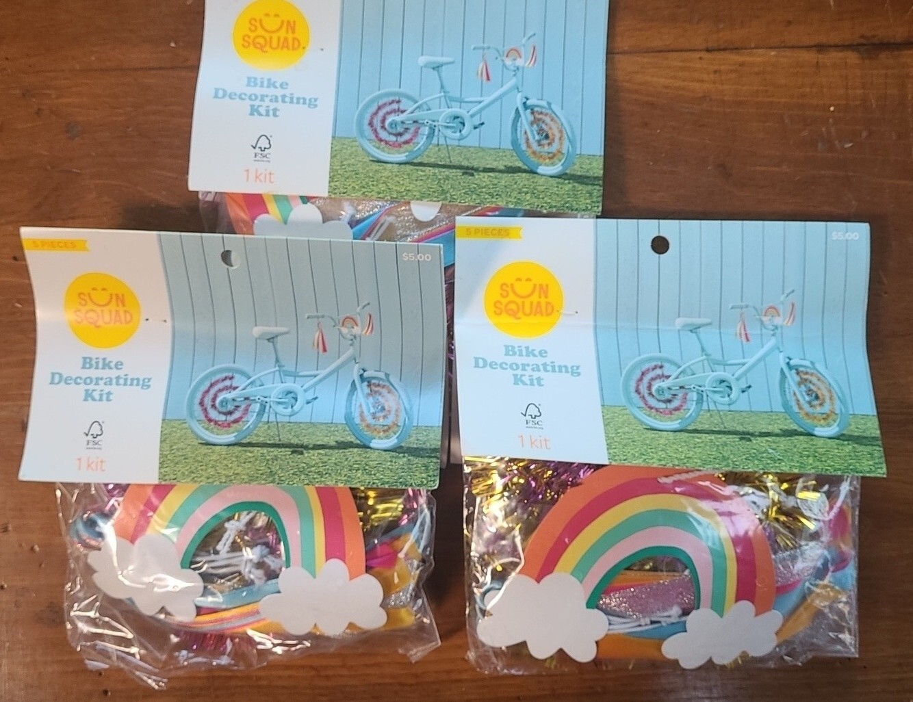 Sun Squad Lot of 3 Bike Decorating Kit Rainbow Garland and Streamers ...