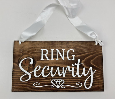 Wedding Ring Security Sign for Ceremony, Ring Bearer, Wood, Rustic ...
