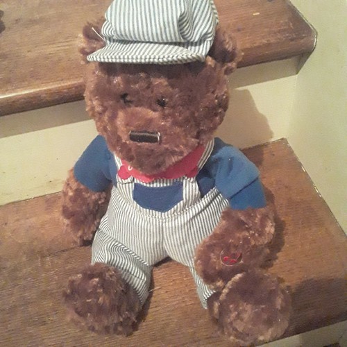 GUND vintage Railroad Engineer Teddy Bear Sings I 've Been Working on ...