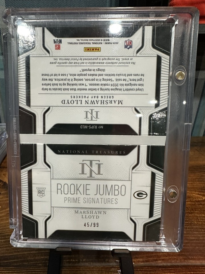 2024 National Treasures /99 Marshawn Lloyd (RC) Jumbo Patch Auto ...