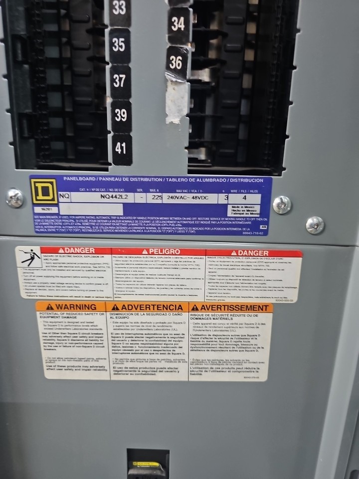 Square D NQ442L2 NQ Panelboard 150A 240V 3PH 4W 42 Cir Indoor 225 Amp ...