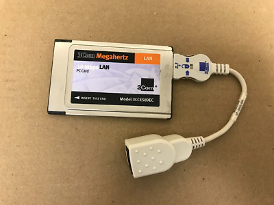 3Com Megahertz 10Mbps PCMCIA Ethernet LAN PC Card 3CCE589EC With Dongle ...