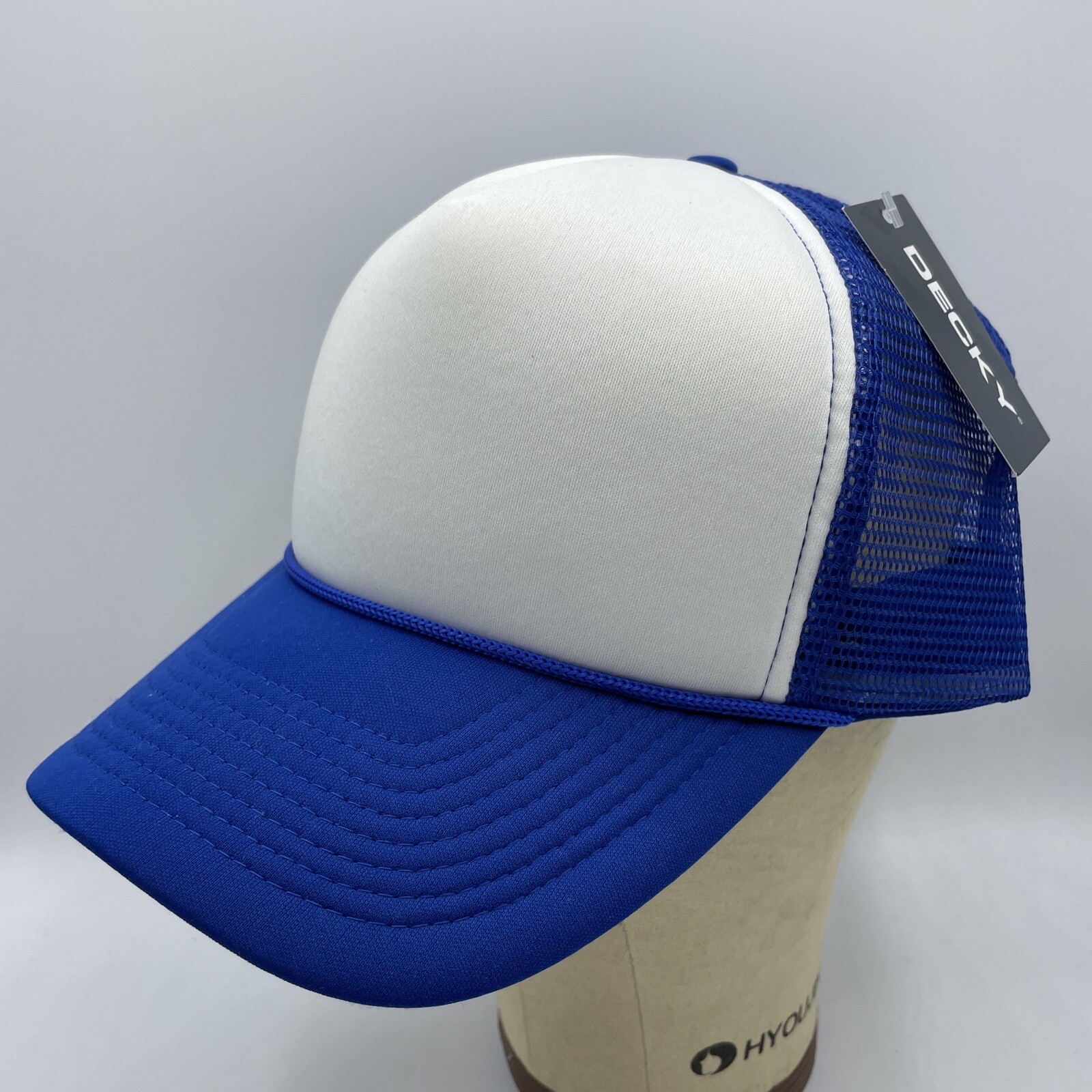 Blank Trucker Hat Decky Adult Snapback One Size White Blue Mesh ...