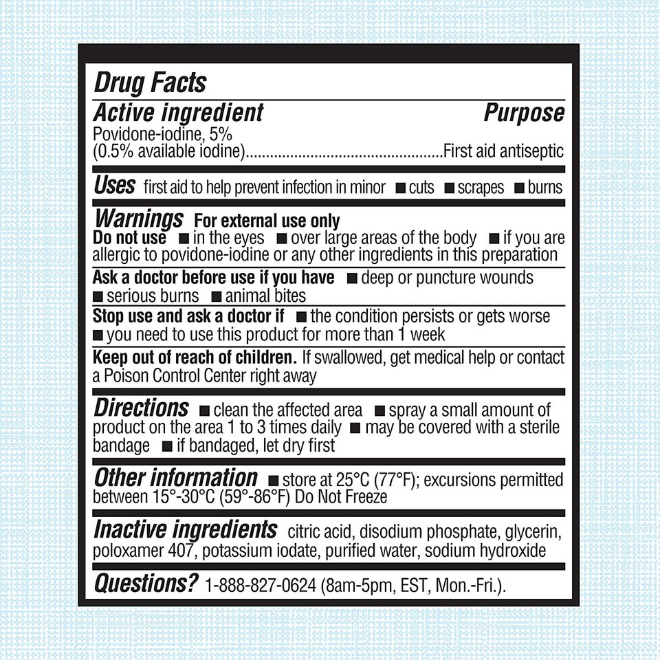 2PK Betadine Antiseptic Povidone Iodine 5% First Aid Spray, 3 Fl Oz ...