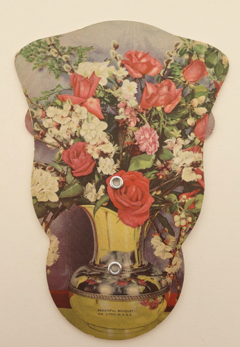 Vintage Lewis Colonial Mortuary Floral Paper Funeral Hand Fan San Diego ...