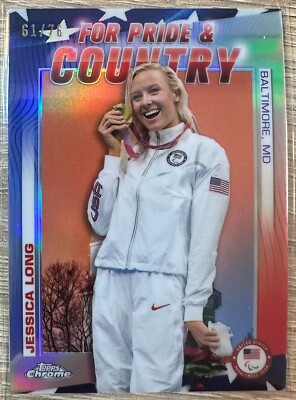 2024 TOPPS CHROME US OLYMPIC JESSICA LONG FOR PRIDE&COUNTRY US FLAG#61/ ...