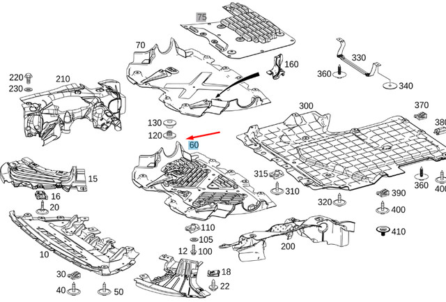 MERCEDES-BENZ S W222 Underbody Central Noise Capsule A2225200623 ...